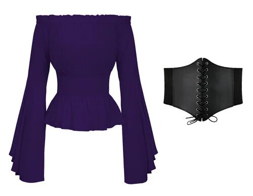 Блузка Btsukimi Бохо Женская Фиолетовый, XXL, Purple With Belt