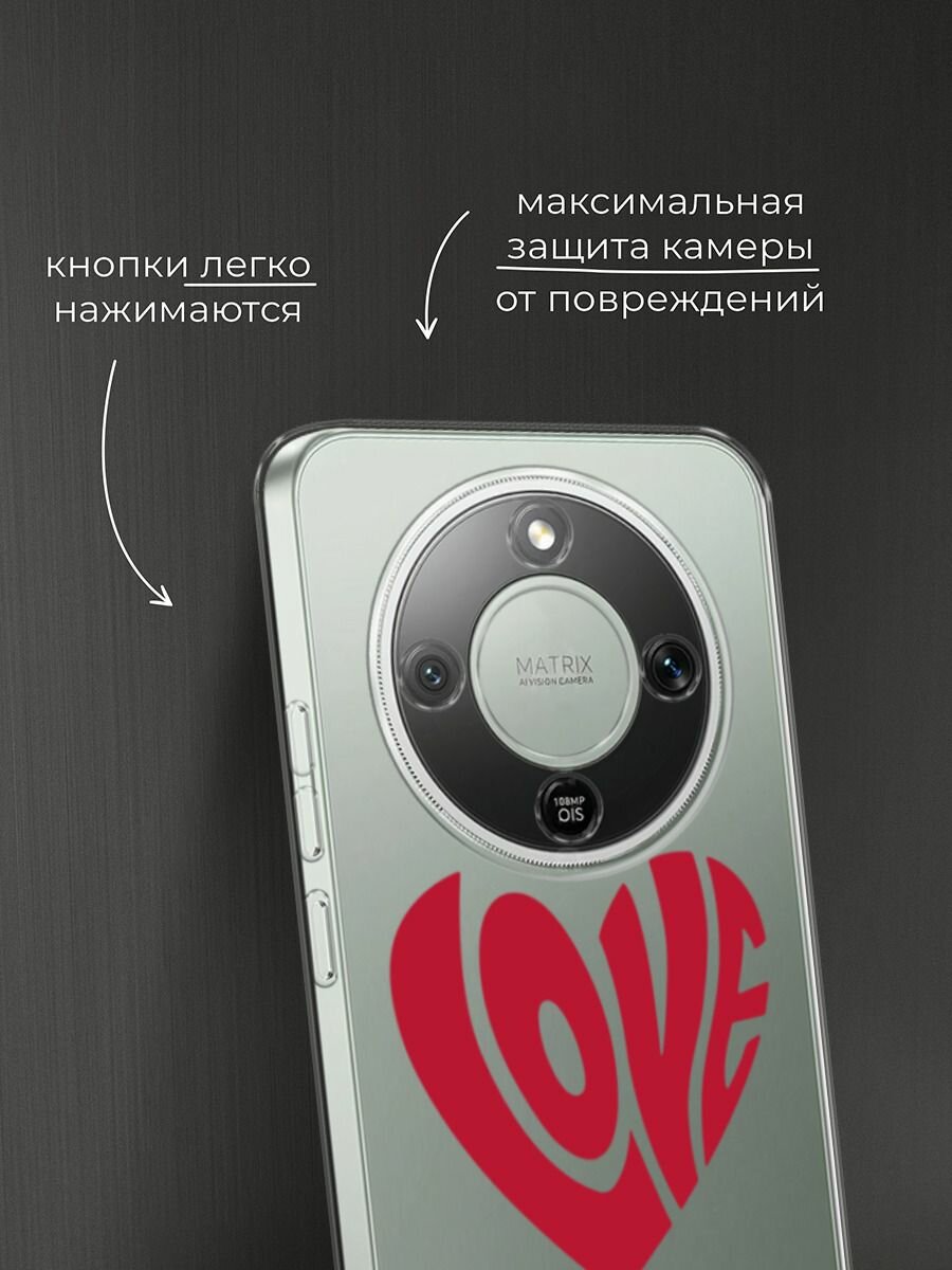 Чехол на Honor X9d / Хонор X9d с принтом Love heart 2, прозрачный — фото 1