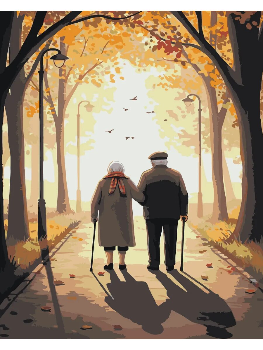 Картина по номерам Любовь Пара Бабушка Дедушка Старость