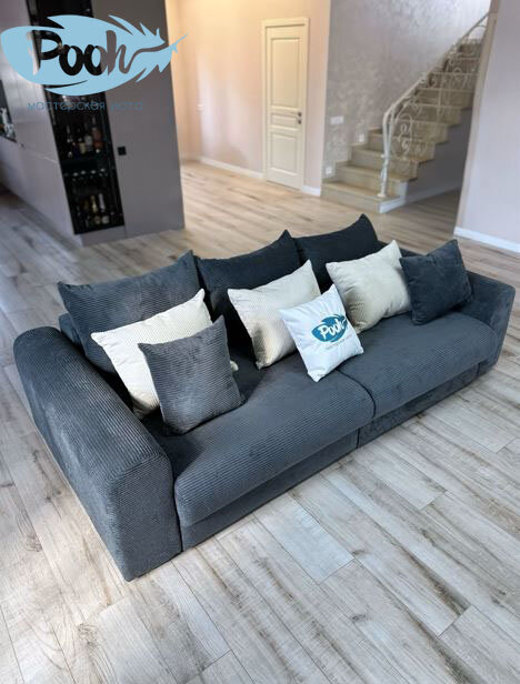 POOH Диван-кровать прямой Медисон Люкс velour Cilium Grafit, еврокнижка