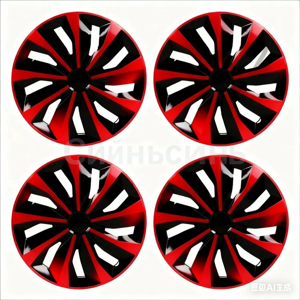 Колпаки на колёса, для авто, Красный и черный, 17 дюймов, комплект 4 шт
