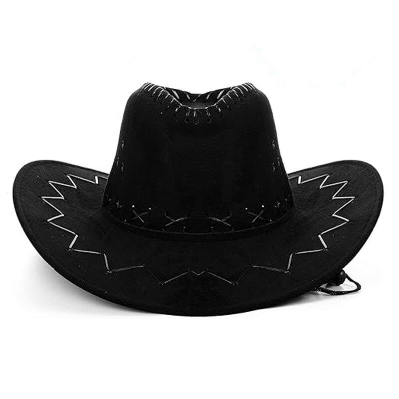 Шляпа западный ковбой с замшевым материалом для костюмов и защиты от солнца черный