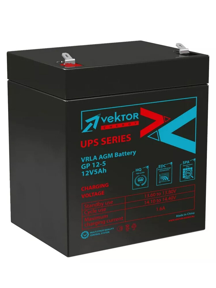 Аккумулятор для ИБП Vektor Energy GP 12-5 12V 12В AGM (5 Ач)