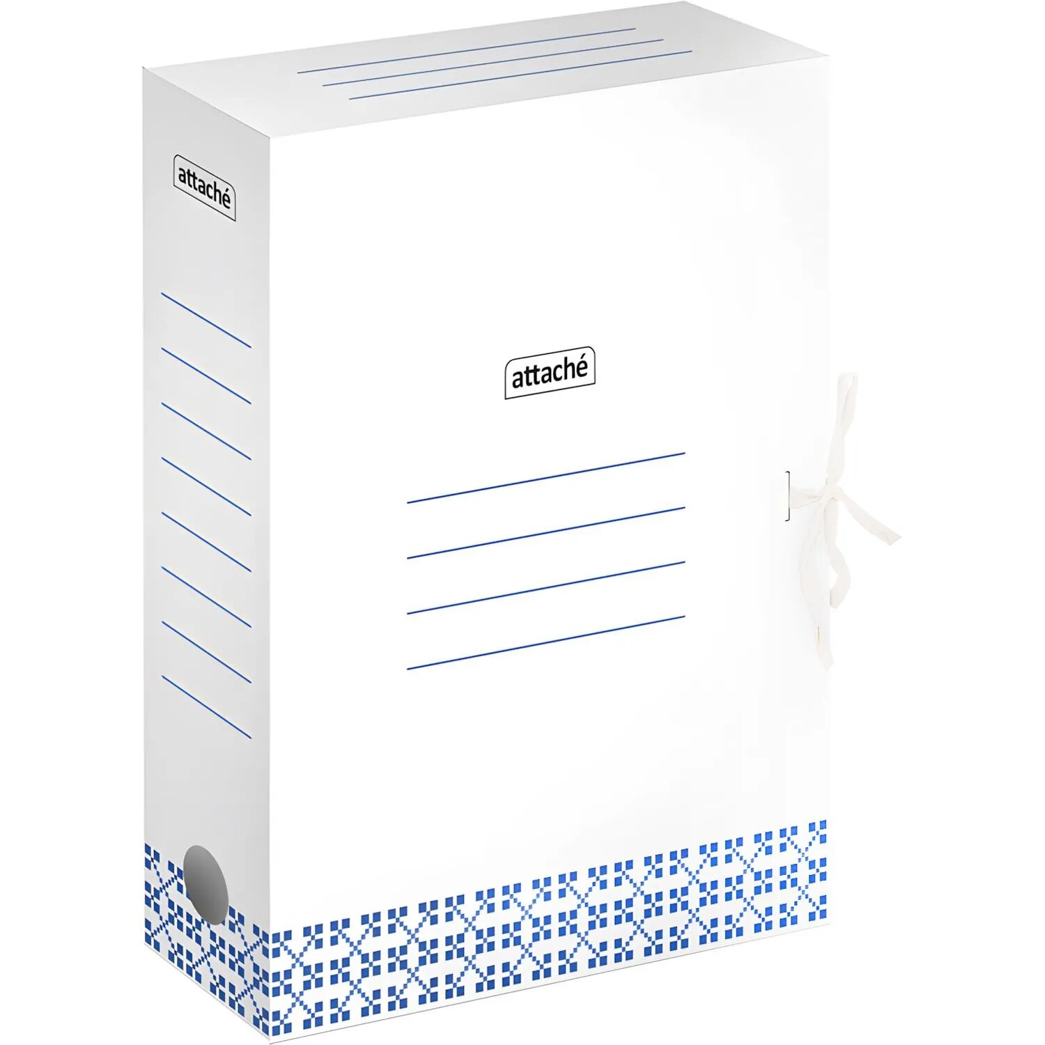 Короб архивный Attache 75мм на завязках синий с узорами