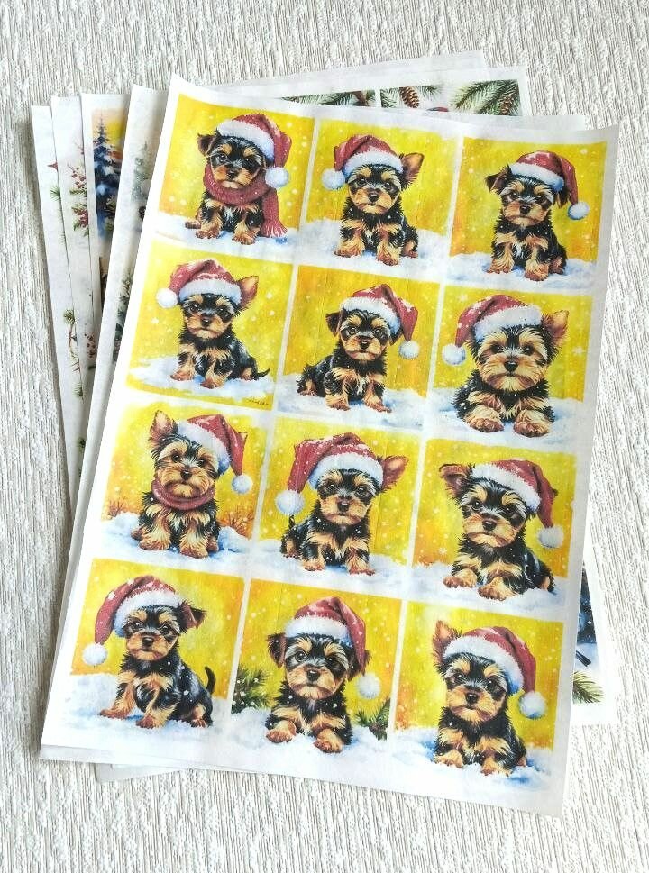 Набор бумаги для декупажа "Новый Год" 5 листов А4, 40 гр/м2.