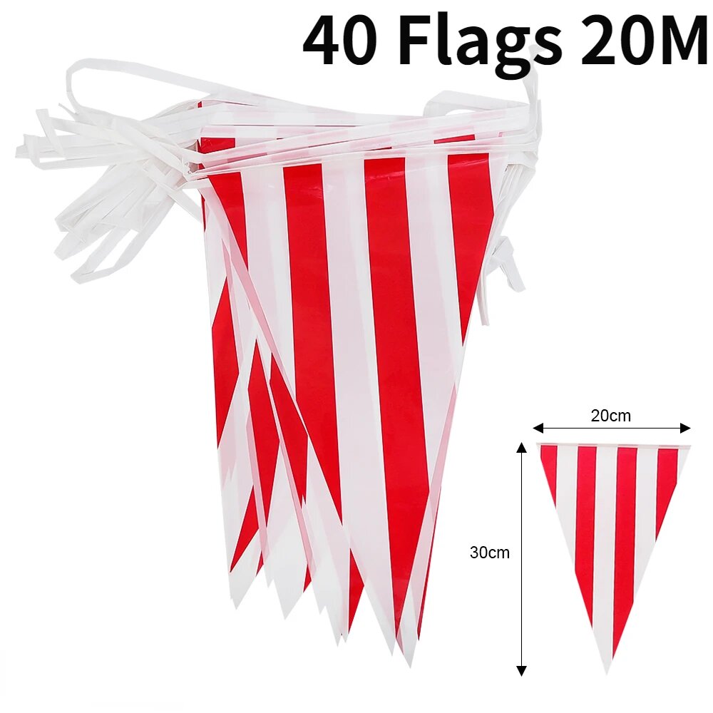 Гирлянда флажки красно-белая 40Flags-20M