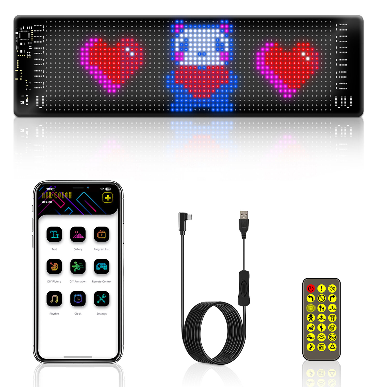 LED Flexible Display APP BT Car Advertising Screen Full Color Intelligent Vehicle Sticker Soft IP65 Water Resistant