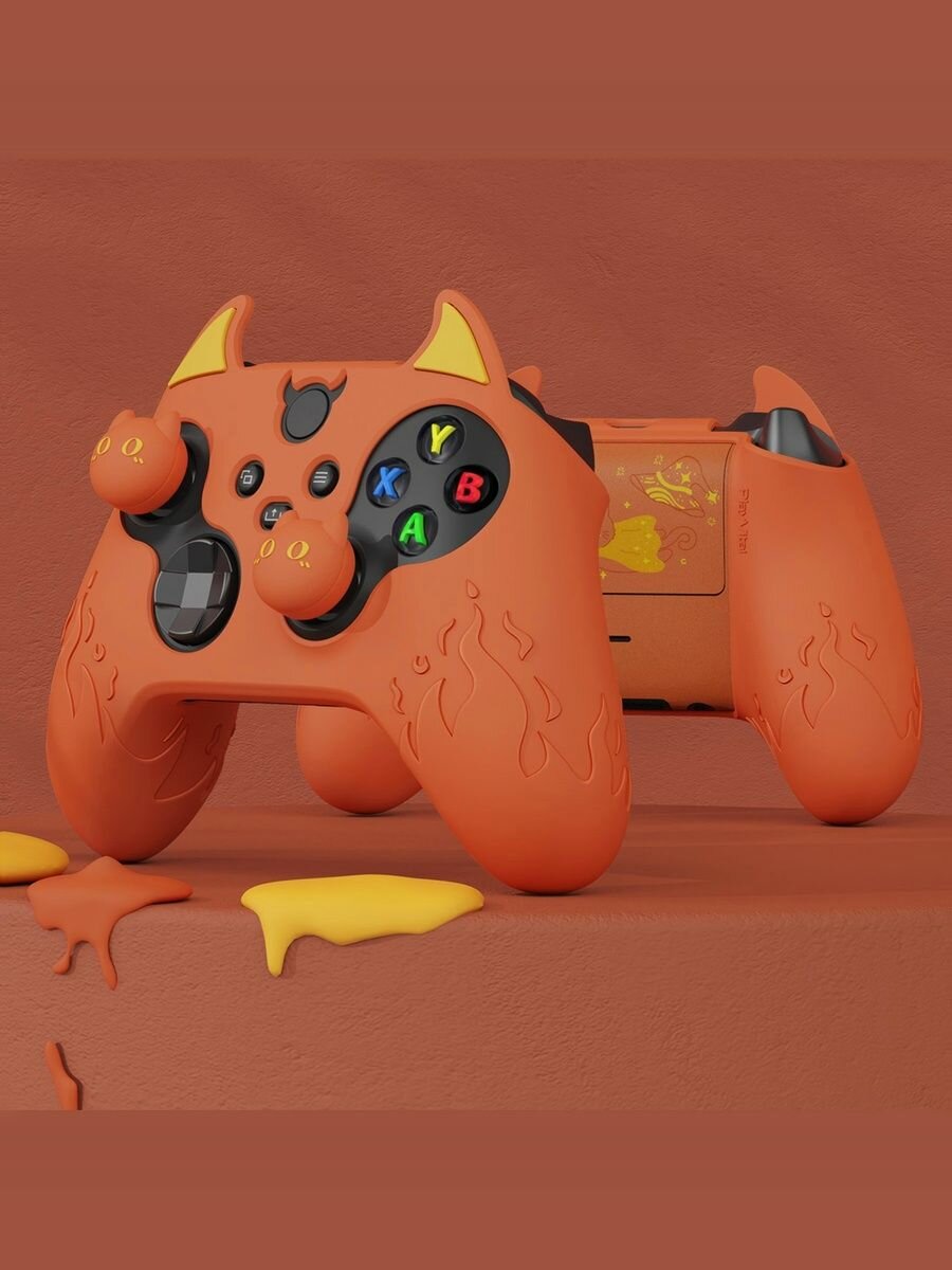 Кожух для контроллера Xbox с рожками демона, силиконовый, совместим с Xbox Series X/S, Жженый апельсин