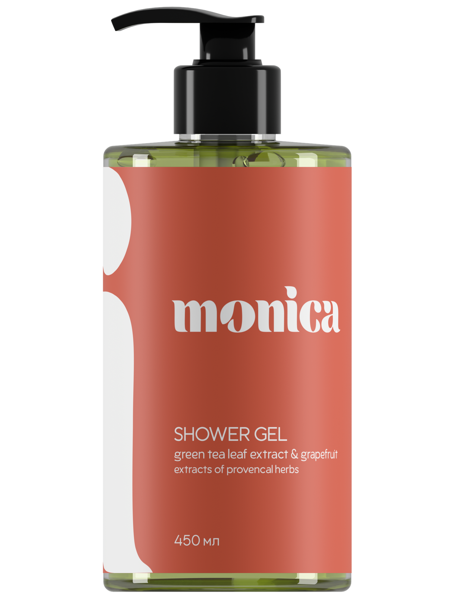 Гель для душа MONICA женский, увлажняющий с ароматом зеленого чая