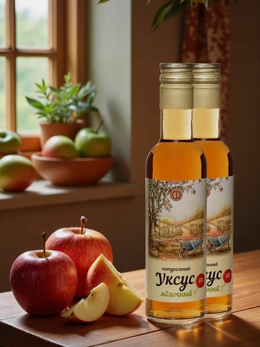 Уксус яблочный СП Мирный , натуральный, 6%, 250 мл-2шт