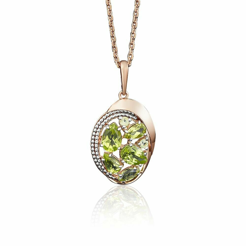 Подвеска, красное золото, 585 проба, хризолит