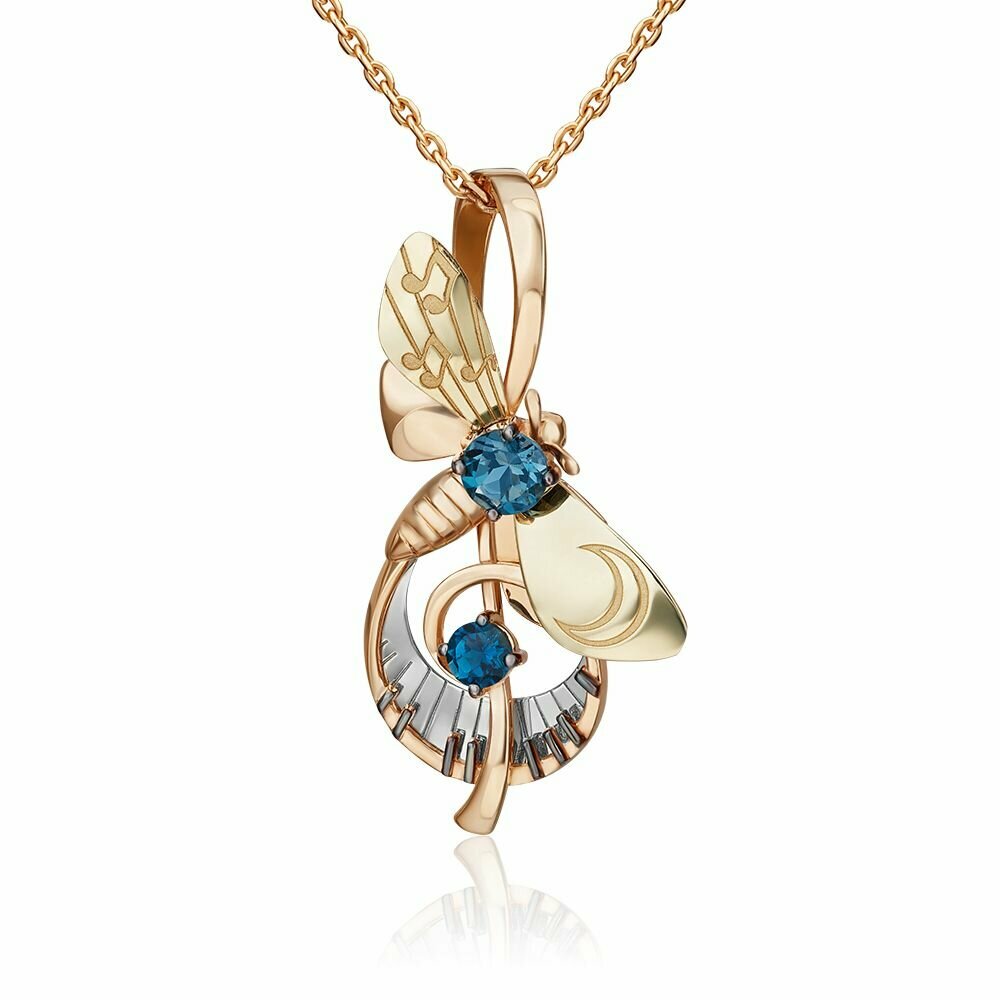 Подвеска, комбинированное золото, 585 проба, родирование, топаз