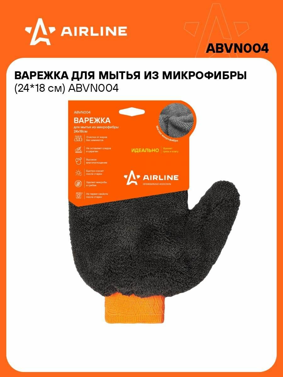 Варежка 2 шт для мойки автомобиля из микрофибры 24*18 см AIRLINE ABVN004