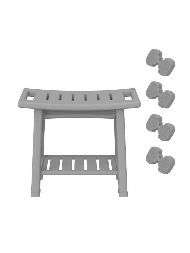 Серый пластиковый табурет для ванной с нескользящей конструкцией