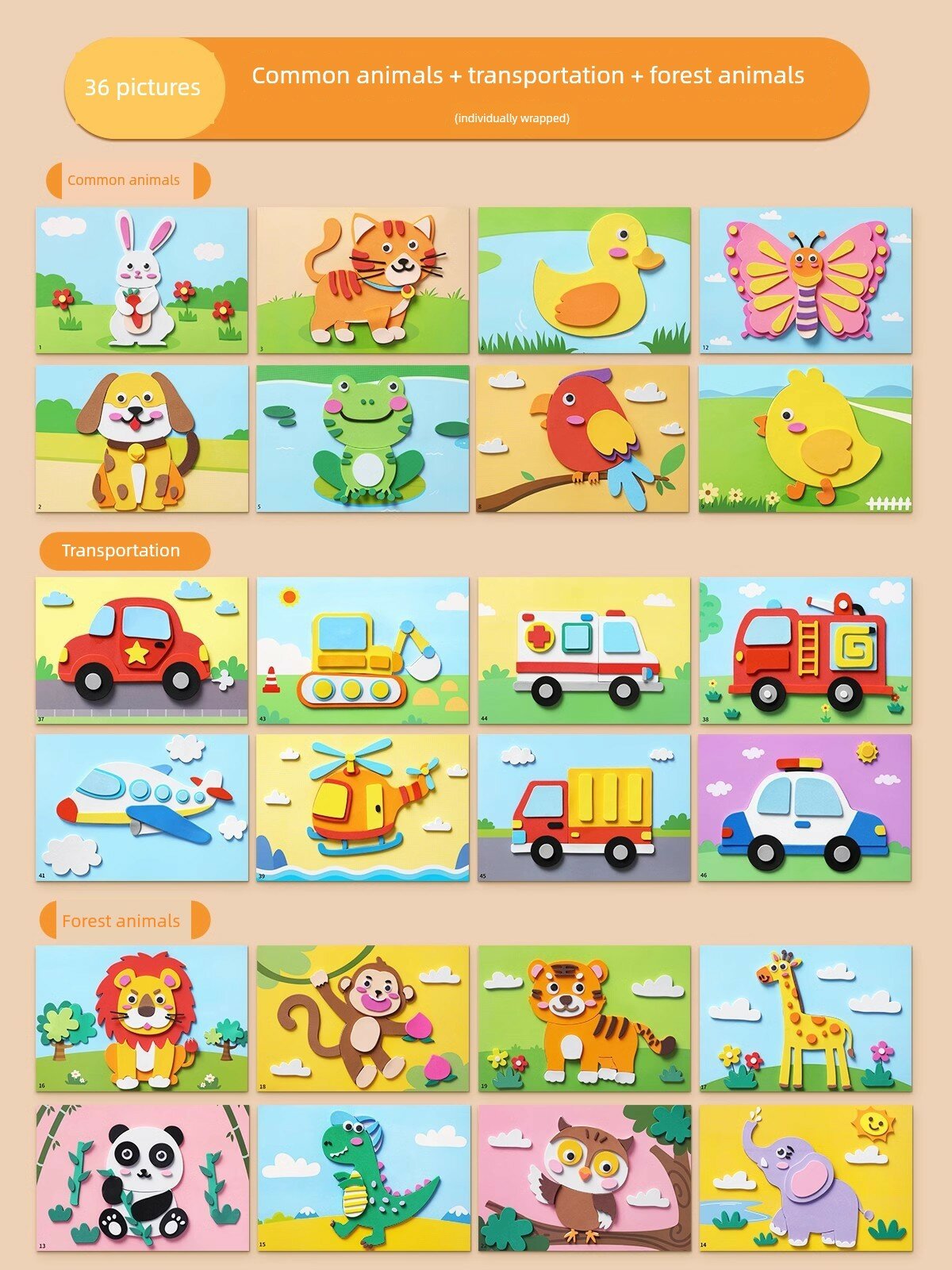 Набор для творчества: 3D-коллаж из детских игрушек ручной работы, материалы для детского сада, стикеры для девочек,