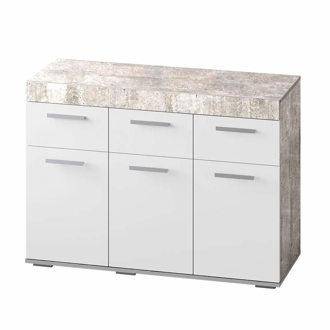 Комод "Инстайл" КМ-03 бетон/белый (Мебелони)