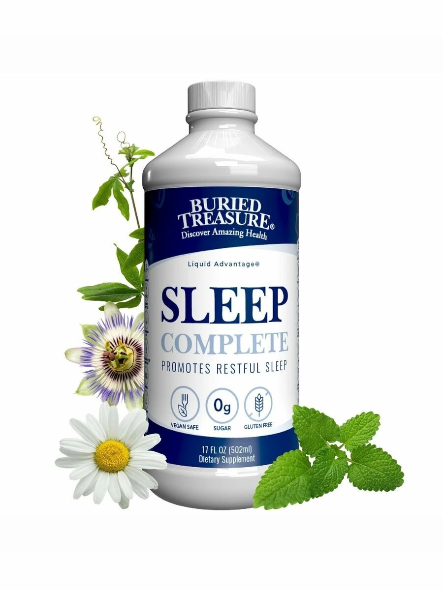 Комплекс для сна, от бессоницы, ромашка, магний, гамк, мелиса, теанин, 496мл