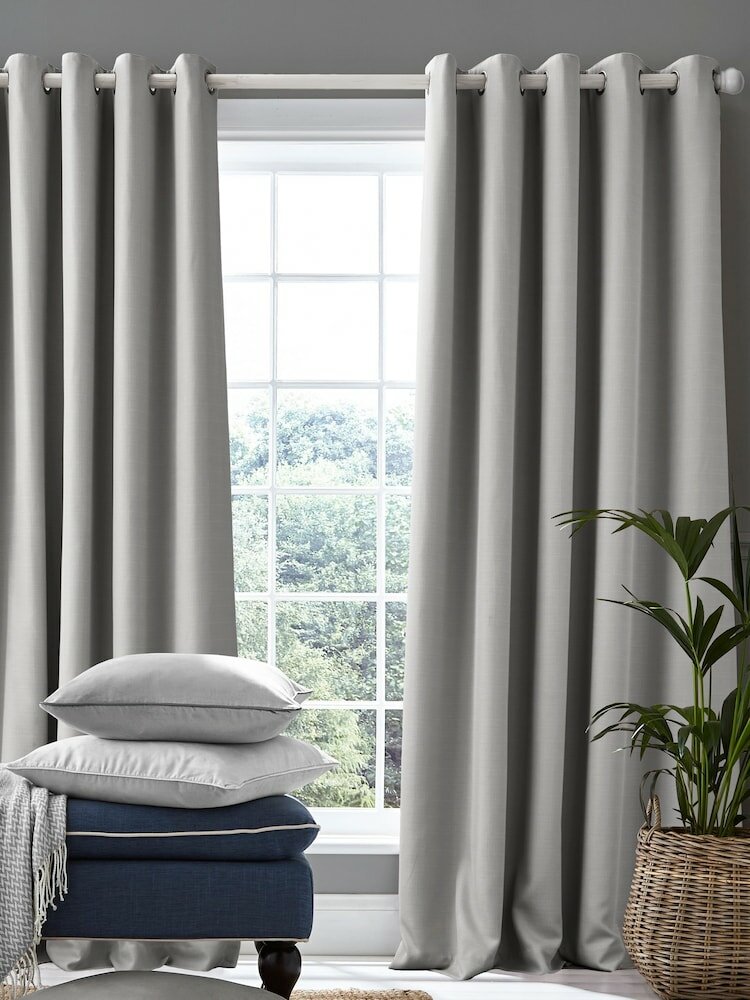 Шторы плотные Laura Ashley Stephanie с люверсами, размер 167х182 см, цвет светло-серый, U71-451_1