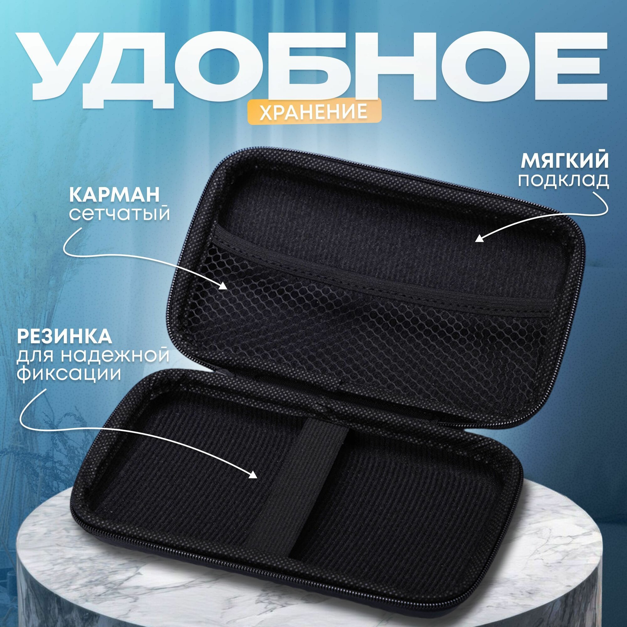 Чехол водонепроницаемый для Power Bank, органайзер для внешнего аккумулятора повербанка, жесткого диска, зарядки и проводов