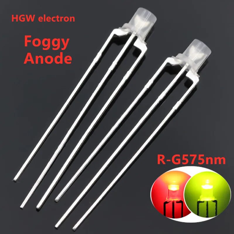 HGW LED 3 мм двухцветный светодиод Foggy Anode R-G575
