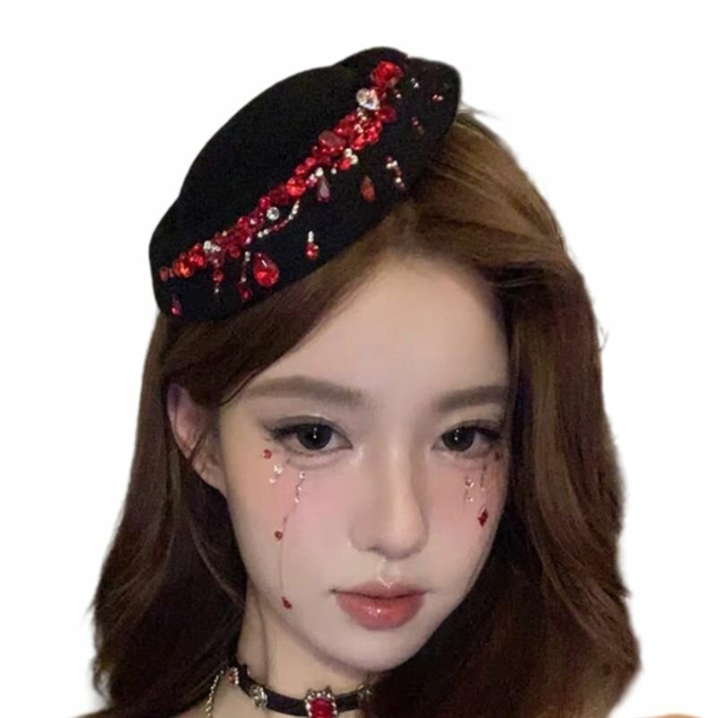 Головной убор на Хэллоуин, красная бриллиантовая маленькая заколка для цилиндра-Черный