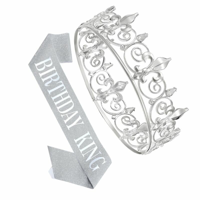 Мужская Корона king Ribbon Crown на день рождения-Серебряный Блеск