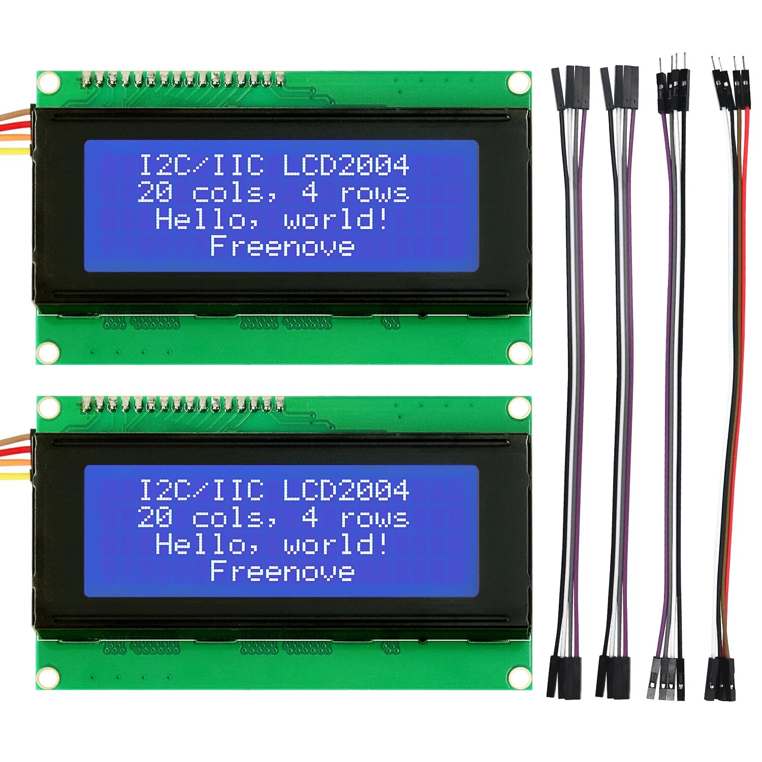 2 x I2C LCD 2004 дисплей, синий, Freenove