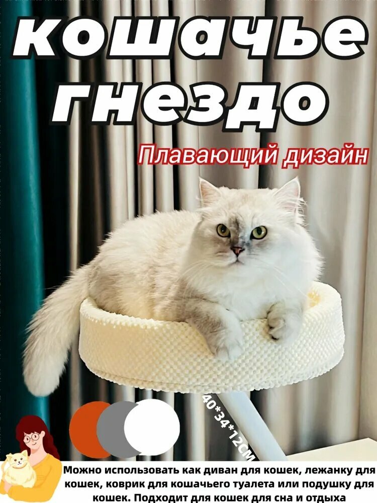 Уютная лежанка для кошек с бортиками, подвесной гамак и когтеточка для офиса или дома