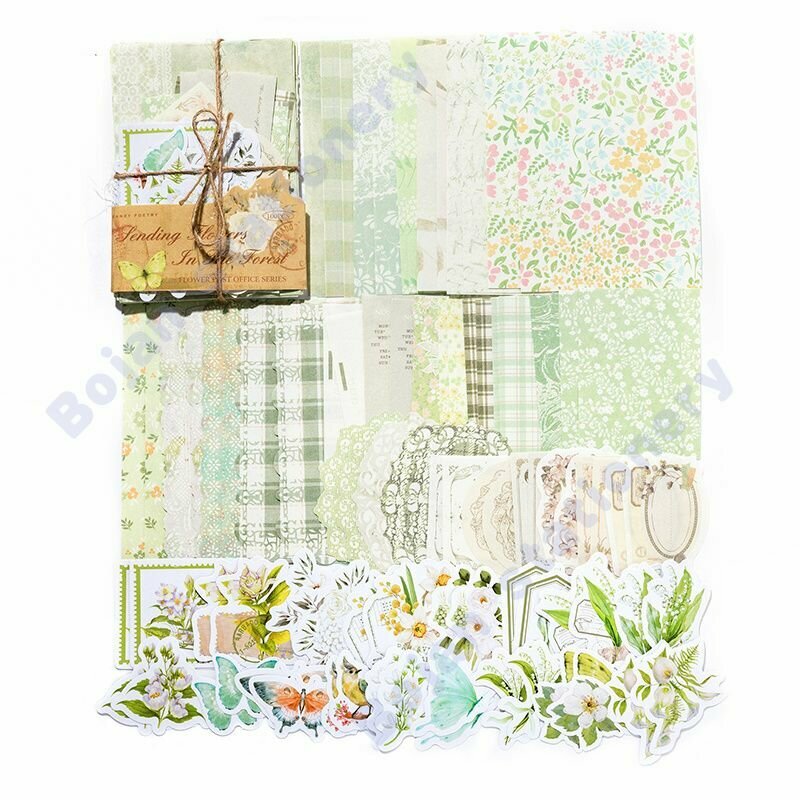 Бумага для скрапбукинга Mr.paper, набор 100 листов (40 листов бумаги, 40 наклеек, 20 этикеток), ретро цветочный дизайн для скрапбука, открыток и декора