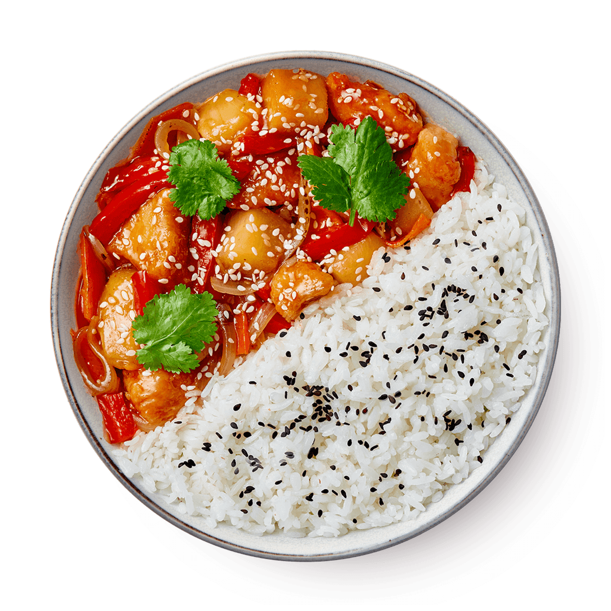 Паровой рис с курицей LAO LEE, с гарниром, сытное сочетание, 370 г