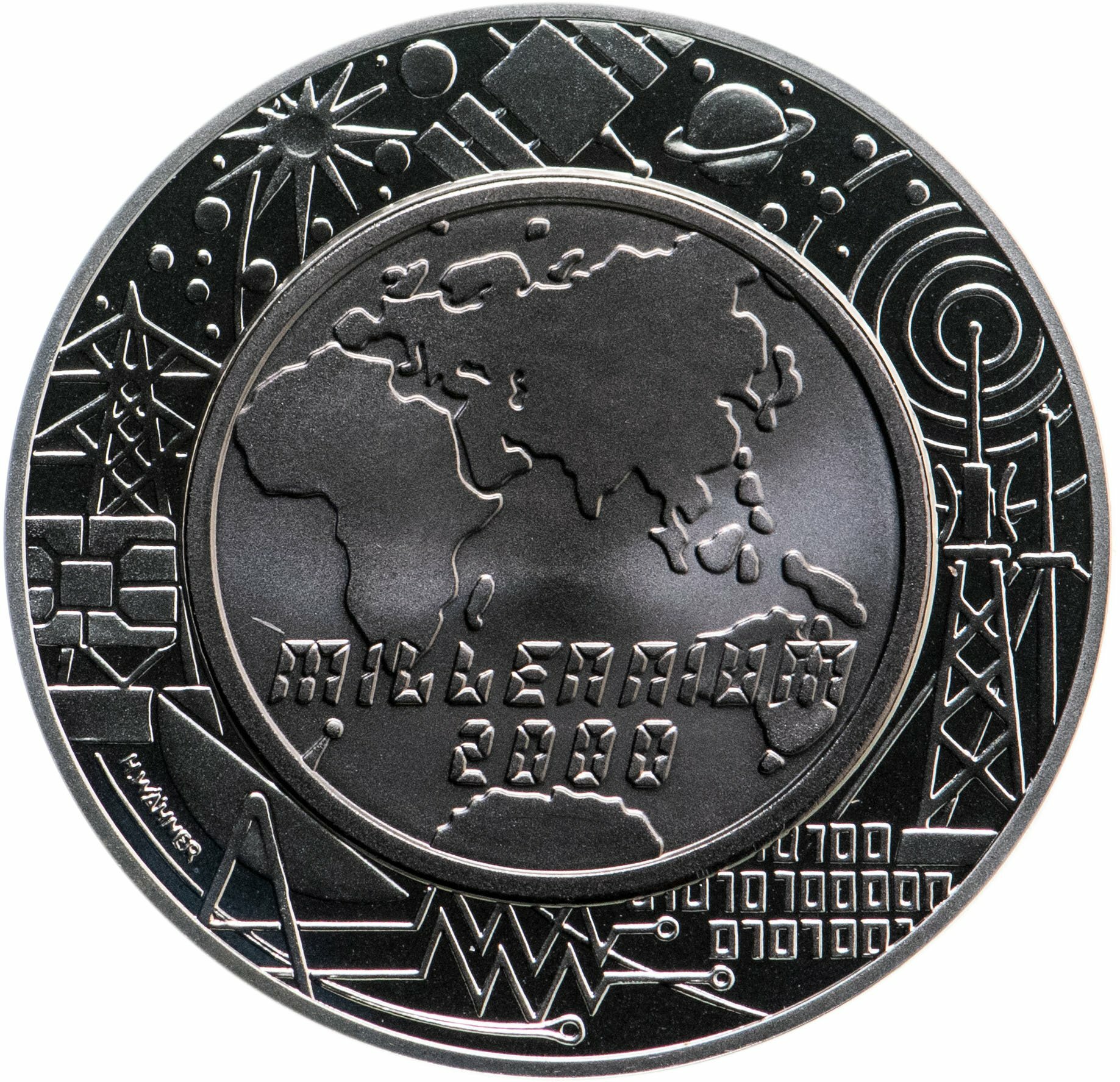 Австрия 100 шиллингов 2000 "Милленниум", Биметалл 900, в сохранности UNC