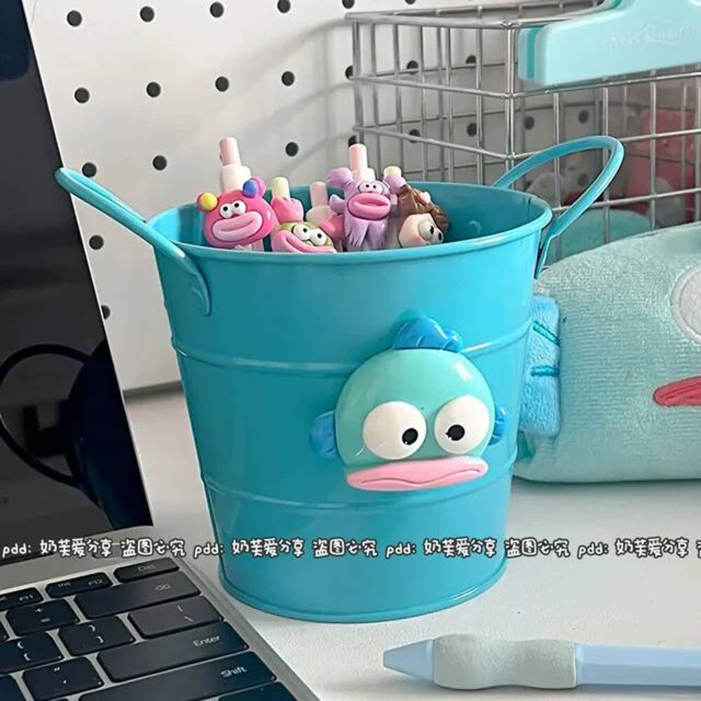 Hangyodon Anime Kawaii MINISO Iron Art Pen Holder Cute Cartoon Creative Funny Ins Storage Bucket Large Capacity Gifts Toys