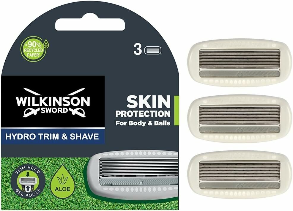 Сменные кассеты для бритв Wilkinson Sword Hydro5 Trim & Schave Skin Protection Body, 3 шт.