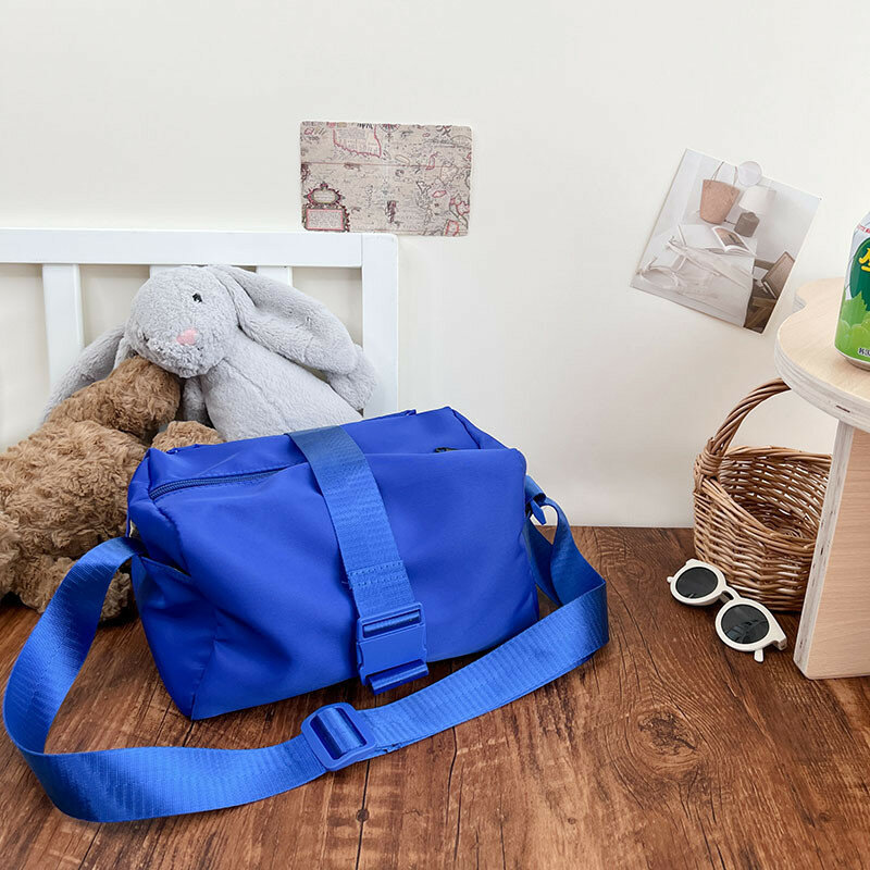 Многофункциональная детская сумка через плечо из прочного канваса для повседневных нужд, синяя