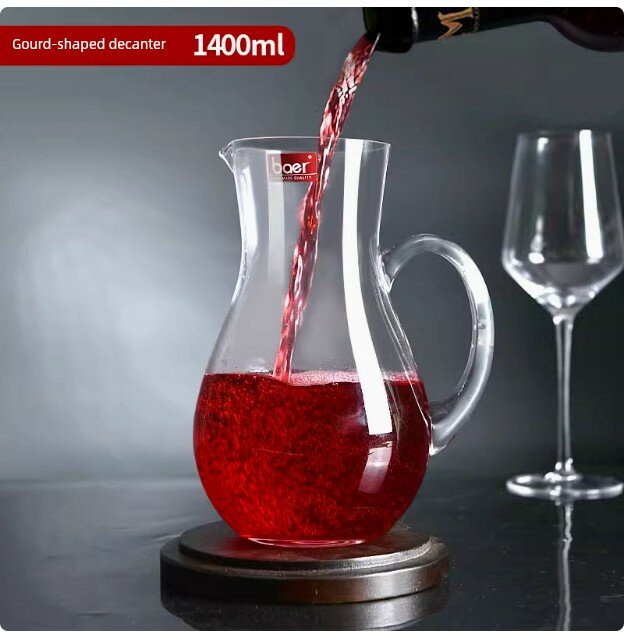Bel 5044 Винный декантер 1400 мл из кристаллического стекла с ручкой, стильный для винных вечеринок