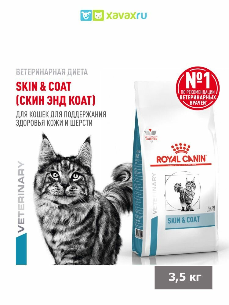 Сухой корм Royal Canin SKIN & COAT для кошек для поддержания защитных функций кожи, 3.5 кг