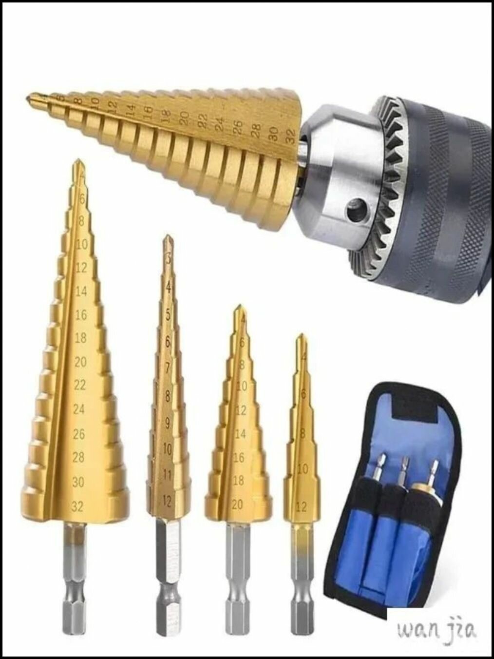 3 шт./Компл. 3-12 мм 4-12 мм 4-20 мм из быстрорежущей стали с прямым пазом ступенчатое сверло с титановым покрытием по дереву и металлу набор инструментов для бурения керна