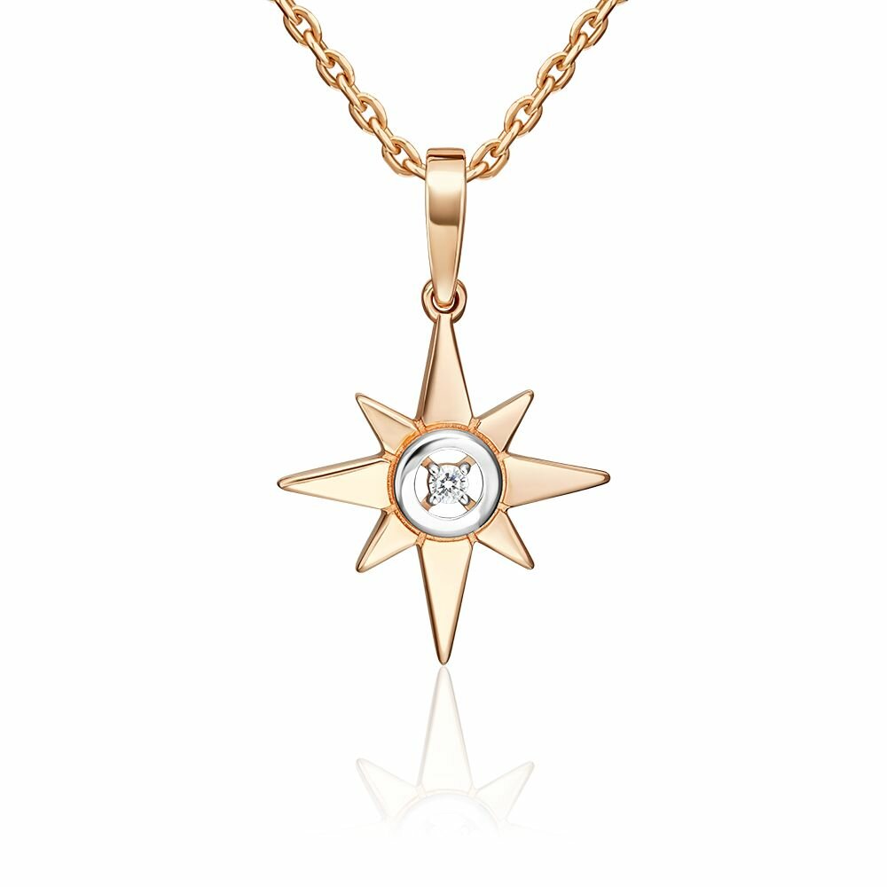 Подвеска, красное золото, 585 проба, бриллиант