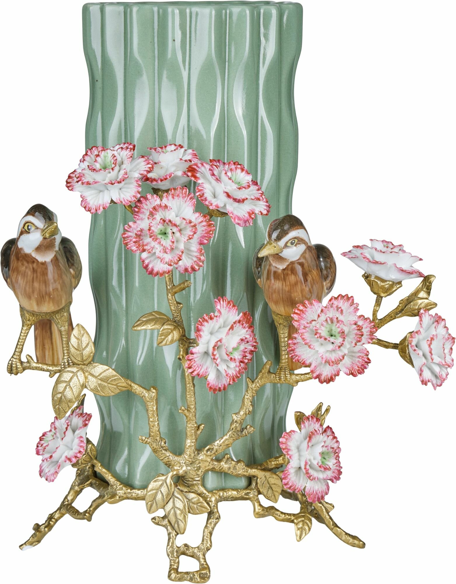 31G2715/A1280HC/U19 Ваза с птицами и цветами 33х25х32см, Glasar