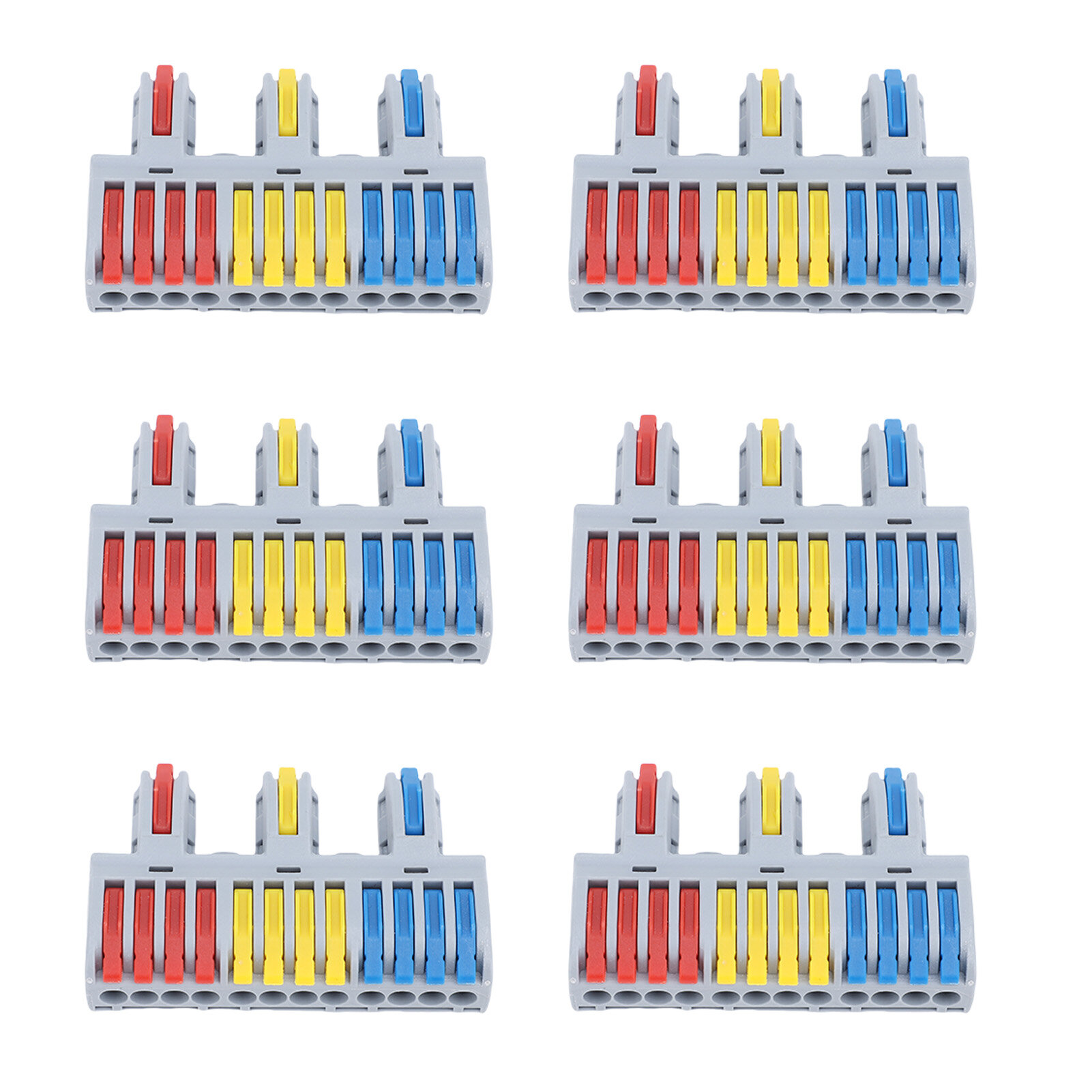 Клеммники рычажные 32A, 3 входа/12 выходов, 6 шт
