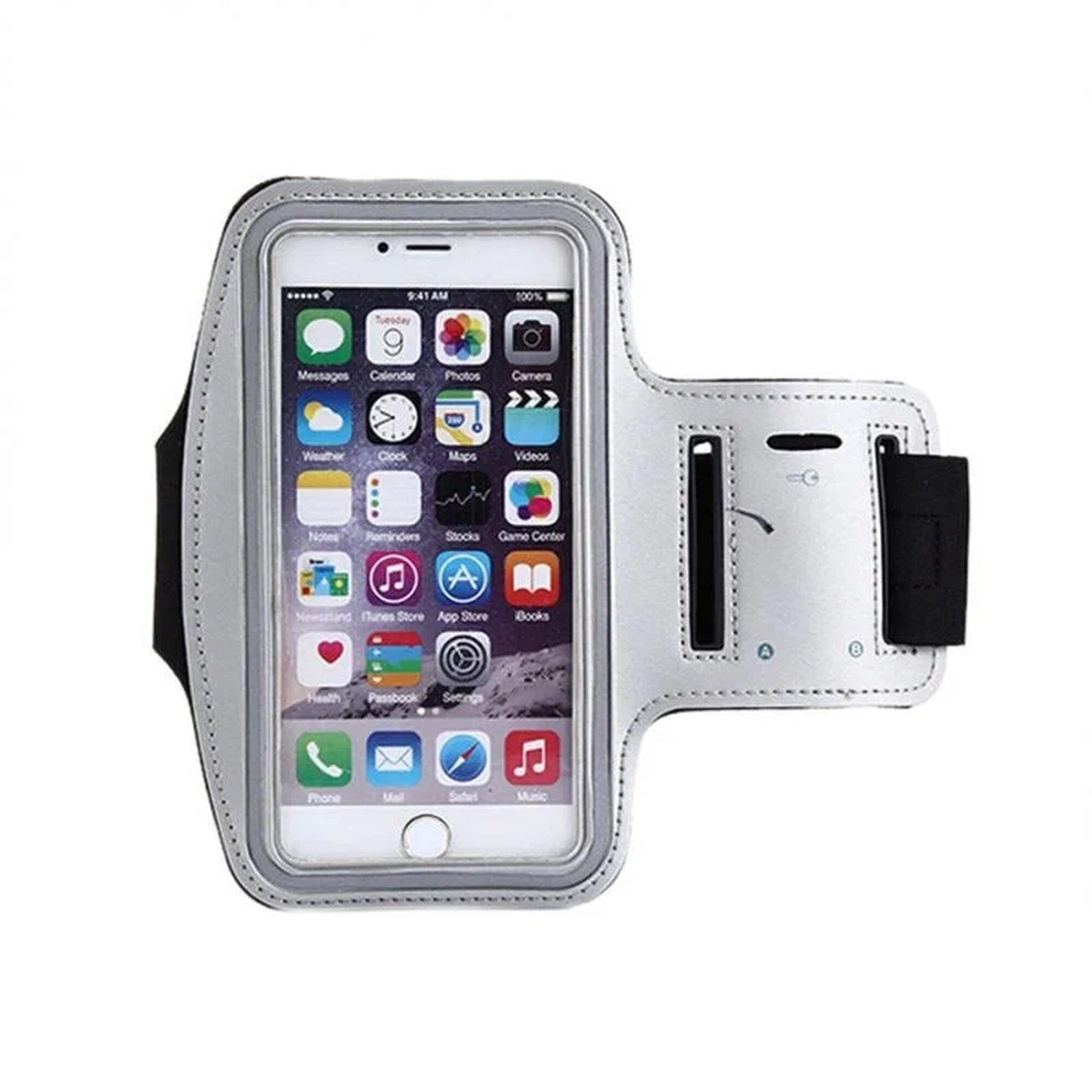 Чехол спортивный Isa, для iPhone 5, на руку, прозрачный, серебристый