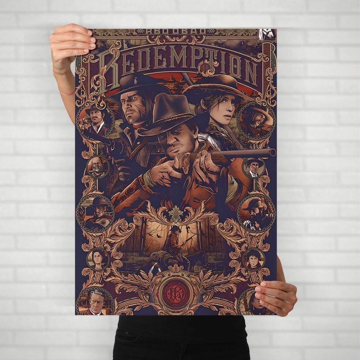 Плакат на стену для интерьера Red Dead Redemption 2 (Вариант 1) / Постер по игре формата А2 (42х60 см)
