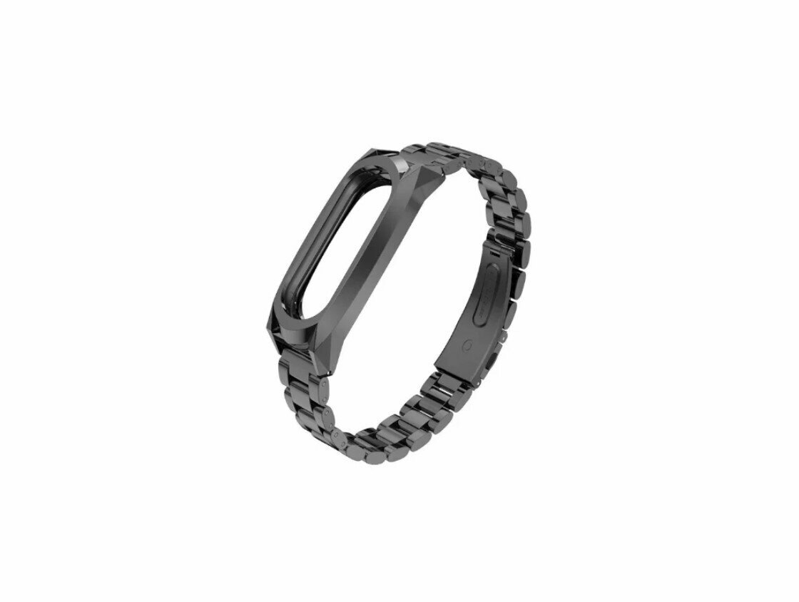 Ремешок MyPads "Inox Clip", для фитнес-браслетов Xiaomi Mi Band 2, сталь, черный