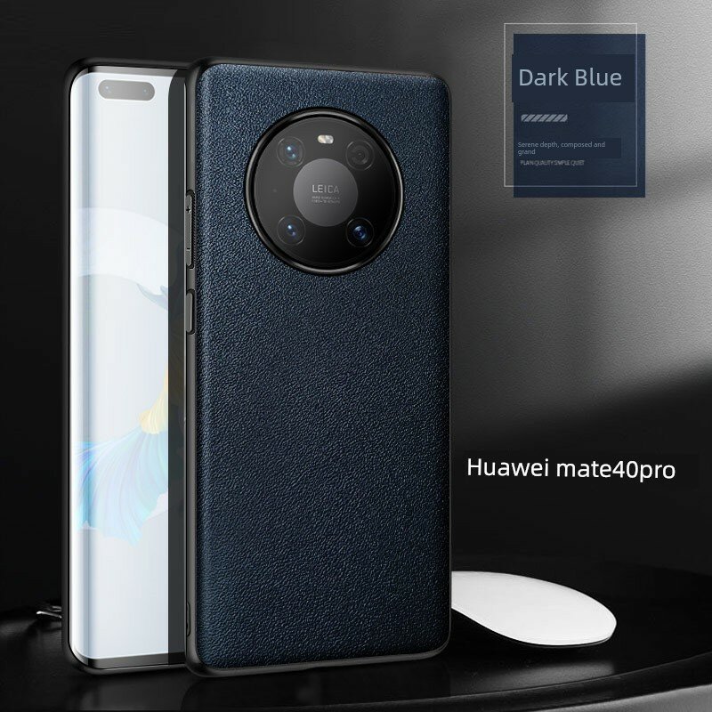 Чехол для Huawei Mate 40 Pro из натуральной кожи, полная защита от падений, синий цвет