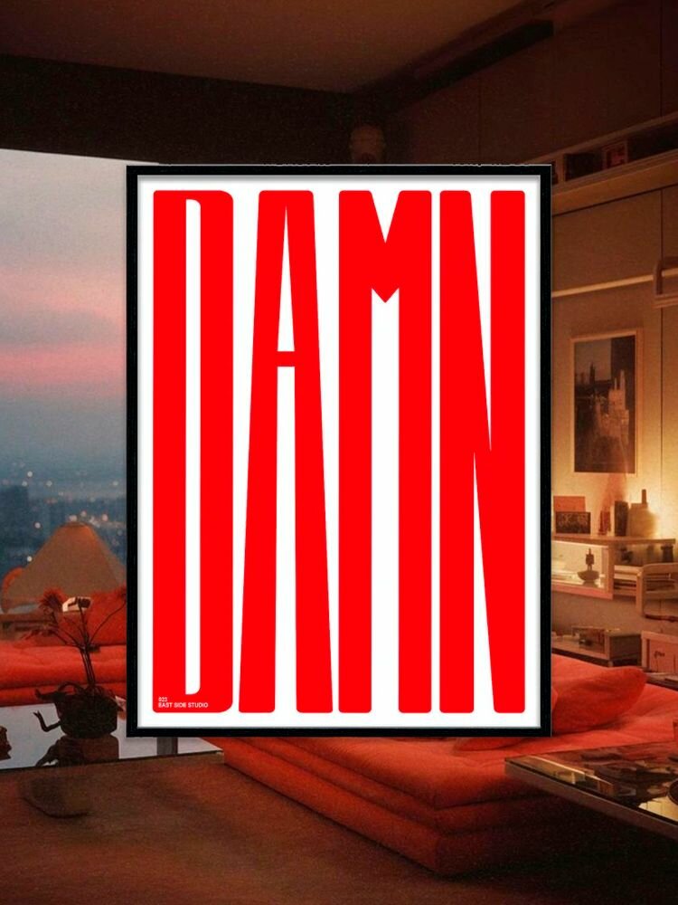 Интерьерный постер "DAMN" в стиле pinterest, 30x40 см