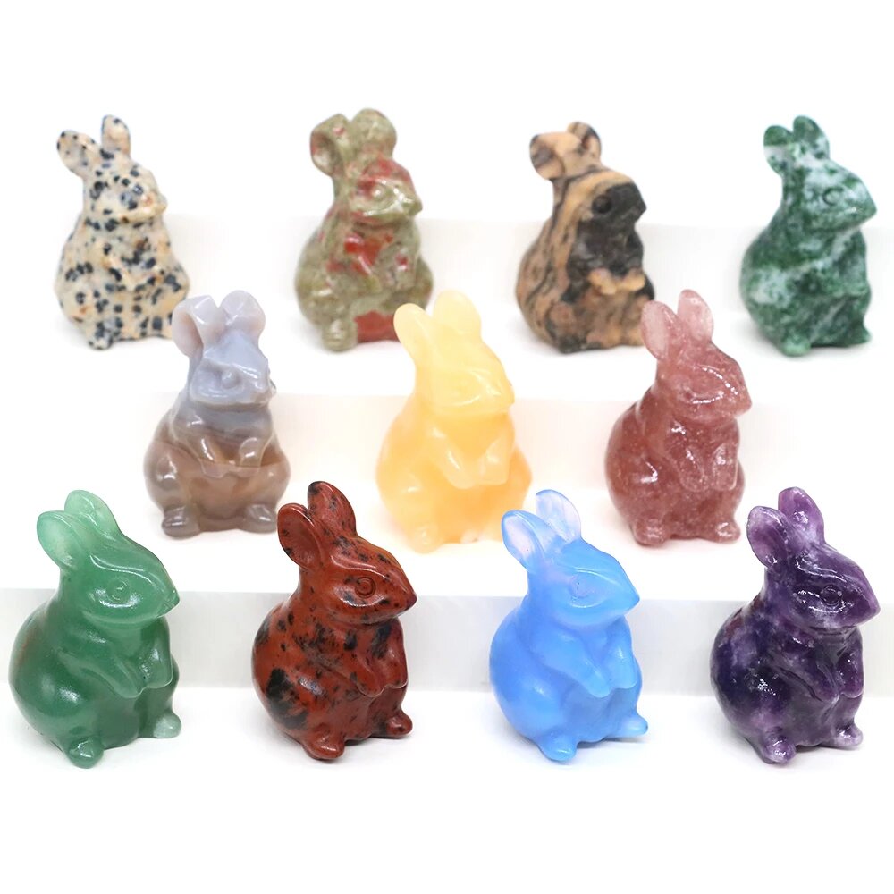 Фигурка кролика из камня, 20 PCS, цвет Random Stone