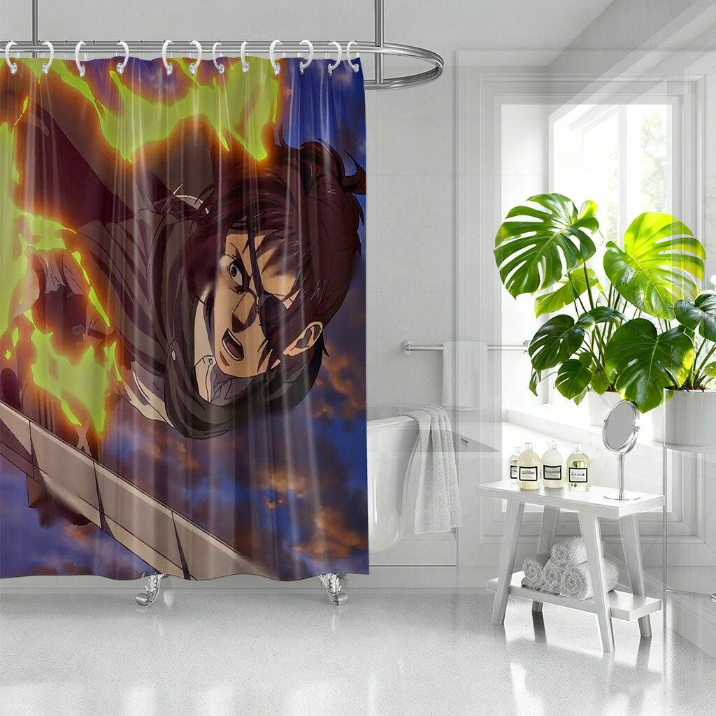 Анимационный принт можно использовать для настройки тканевых занавесок ванной комнаты, высота 180 см, ширина 180 см; Высота 200 см, ширина 200 см, 12 шт, крепкий крюк 266