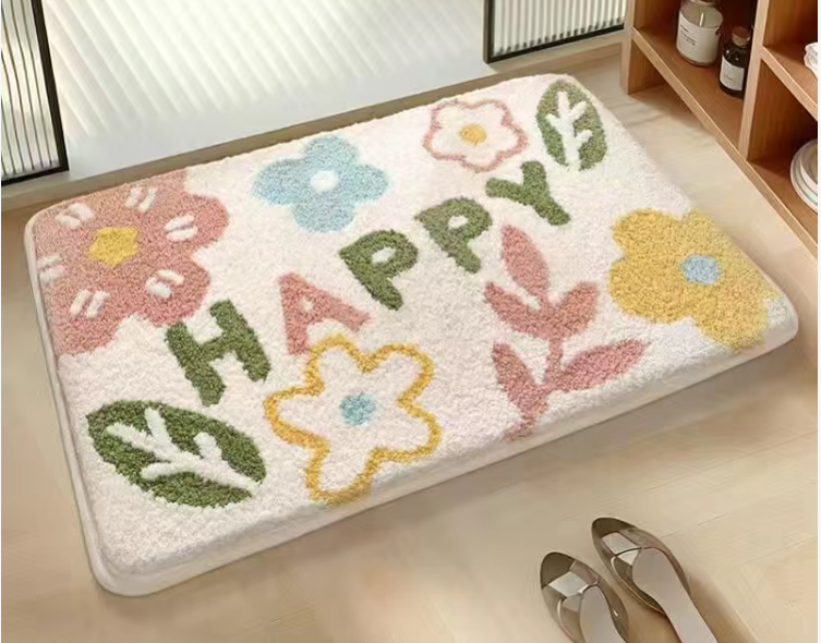 Радужный лохматый коврик для ванной и туалета, комнаты, ковер, двери, нескользящий пол
