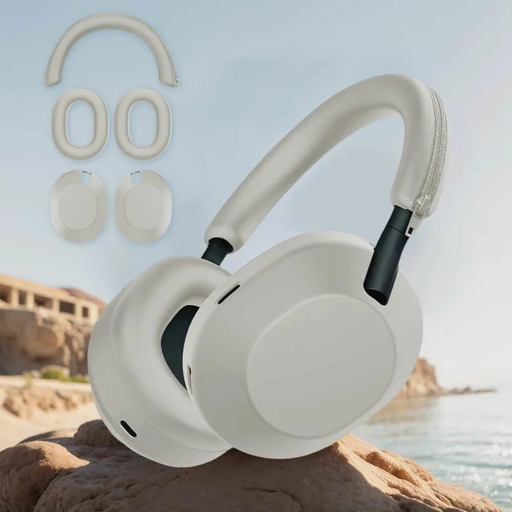 Однотонный силиконовый защитный чехол гарнитуры. Подходит для Sony WH-1000XM6