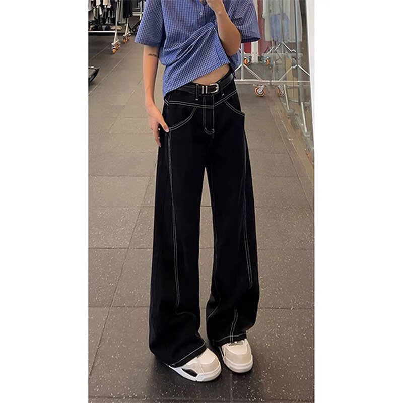 JYL Джинсы Мужские Широкие Американские Страненные Буткют Осенние Стычки Премиум Деним, Размер_XL